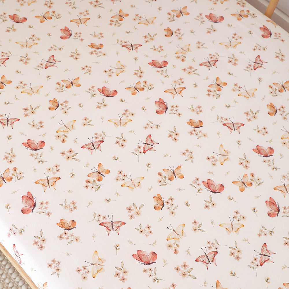 Butterfly Organic Fitted Cot Sheet | Snuggle Hunny