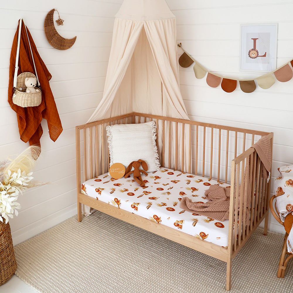 Lion Organic Fitted Baby Cot Sheet | Snuggle Hunny
