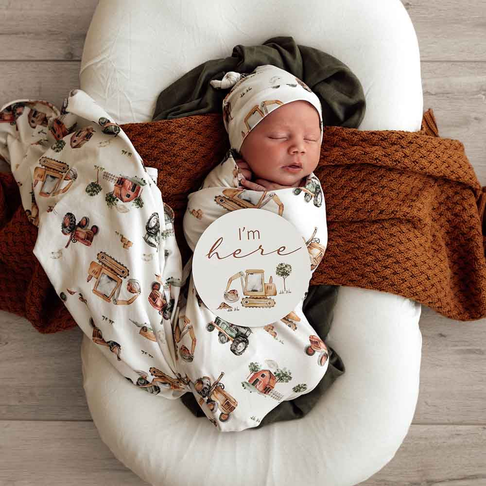 Diggers Organic Jersey Wrap & Beanie Set | Snuggle Hunny