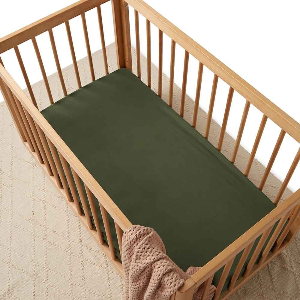 Olive Fitted Baby Cot Sheet | Snuggle Hunny