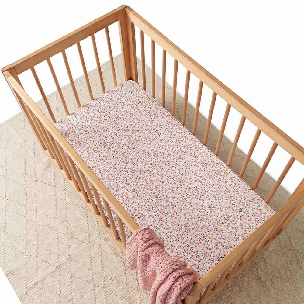Spring Floral Organic Fitted Baby Cot Sheet | Snuggle Hunny