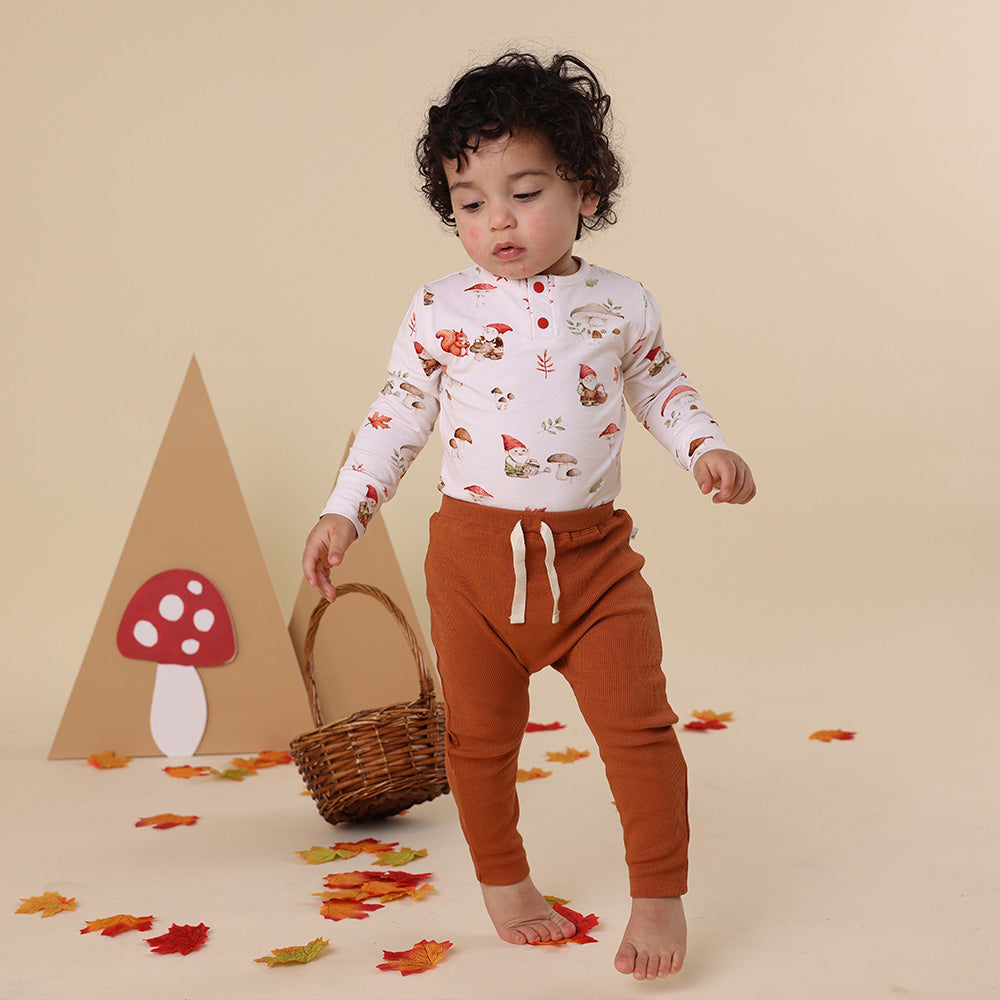 Gnomes Organic Long Sleeve Baby Bodysuit | Snuggle Hunny