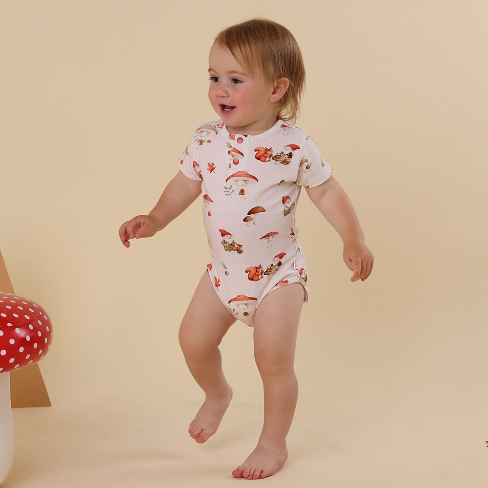 Gnomes Short Sleeve Organic Bodysuit | Snuggle Hunny