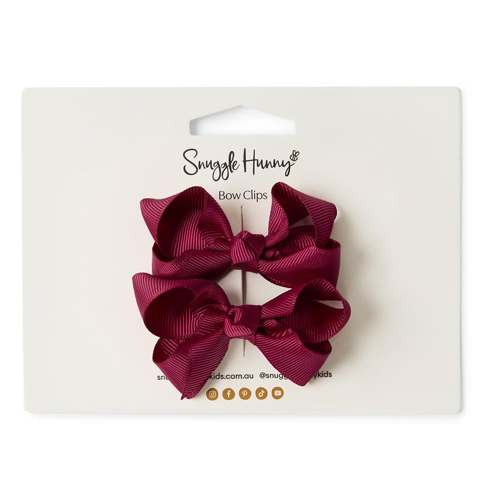 Burgundy Piggy Tail Hair Clips - Pair | Snuggle Hunny