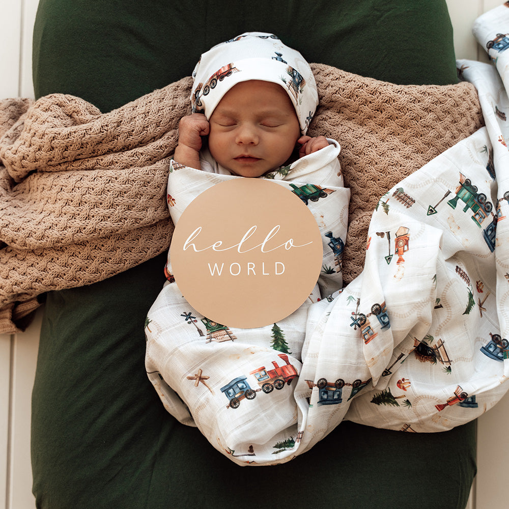 Trains Organic Muslin Wrap | Snuggle Hunny