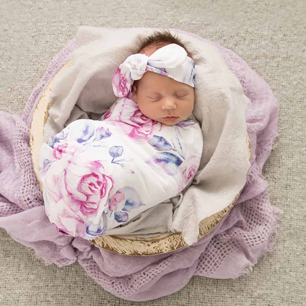 Lilac Skies Organic Snuggle Swaddle & Topknot Set | Snuggle Hunny