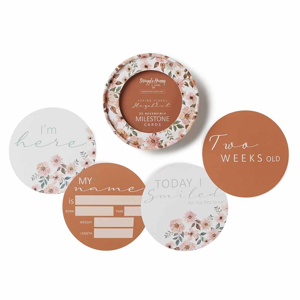 Snuggle Hunny Spring Floral & Hazelnut Reversible Milestone Cards ...