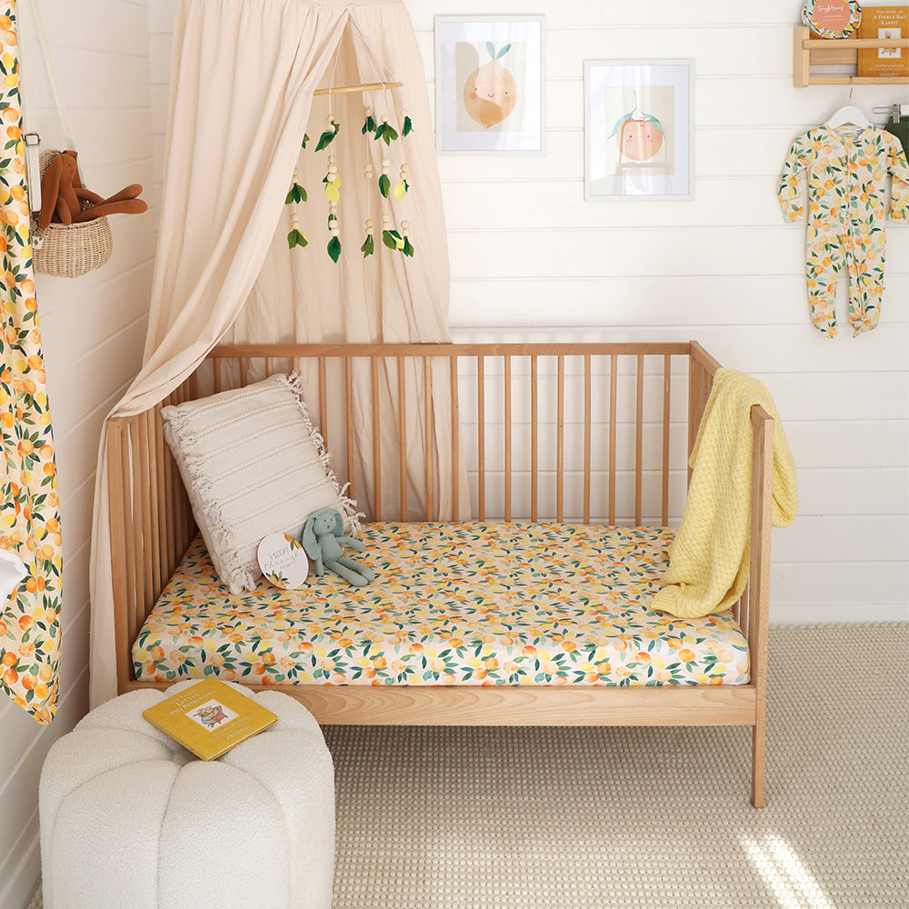 Sunny Citrus Organic Fitted Cot Sheet | Snuggle Hunny