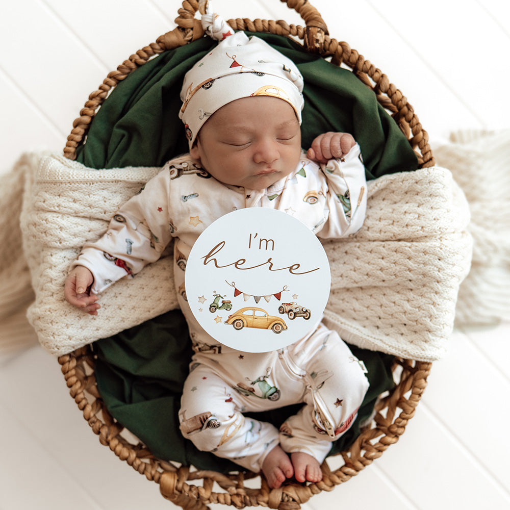 Vintage Cars & Bronze Reversible Milestone Cards | Snuggle Hunny